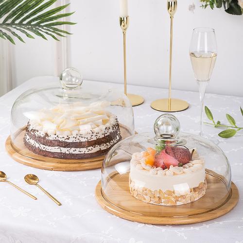 Jual Acasia Cake Wooden Stand / Tempat Kue Kayu Glass Dome Baking Plate ...