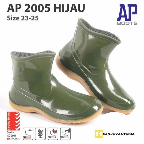 Jual Sepatu APD Boots Sepatu Proyek Karet Wanita AP 2005 Hijau Polos ...