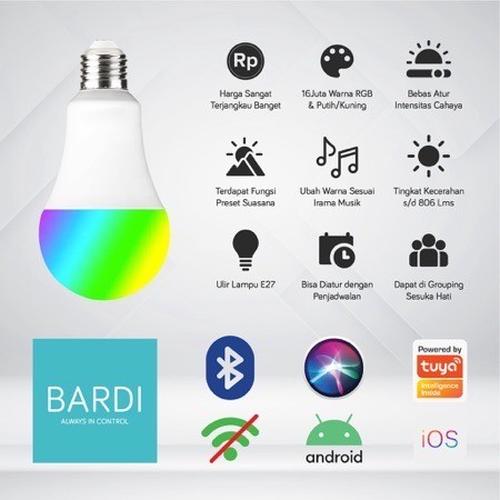 Jual BARDI Smart LED BLUETOOTH 9W RGBWW Bulb - ORIGINAL lampu tidur ...