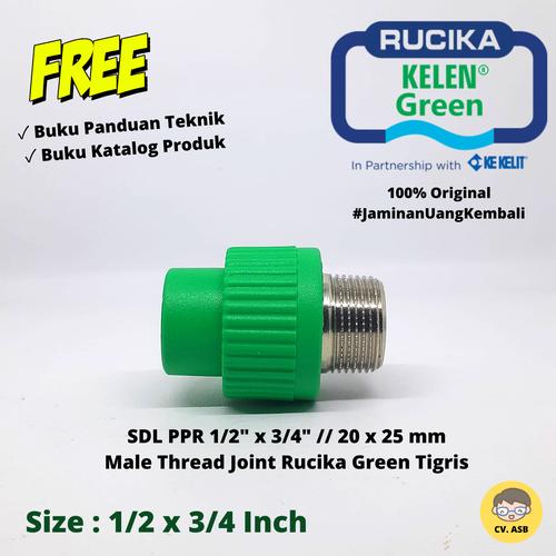 Jual SDL PPR 1/2" x 3/4" 20 x 25 mm Male Thread Joint Rucika Green ...