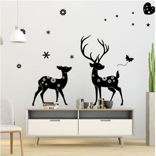 Jual Wall sticker black deer dekorasi stiker dinding ruang tamu kamar ...