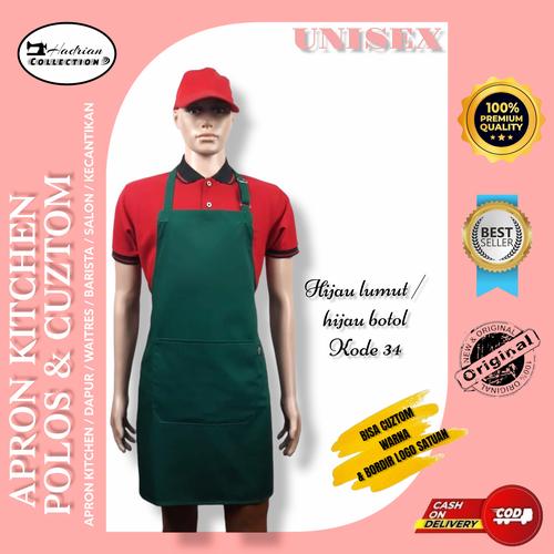 Jual Celemek Apron Masak Dapur - Drill Premium - Hijau lumut / hijau ...
