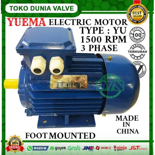 Jual YU-4KW/5.5HP-3PHASE-380V-1450RPM-B3-CAST IRON ELECTRIC MOTOR YUEMA ...
