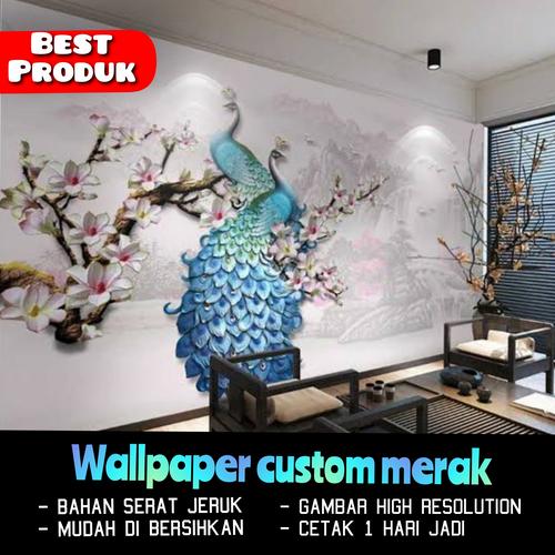 Jual Wallpaper Dinding Custom Motif Merak - wallpaper dinding bertexture - MR.10 - Kota Bekasi ...