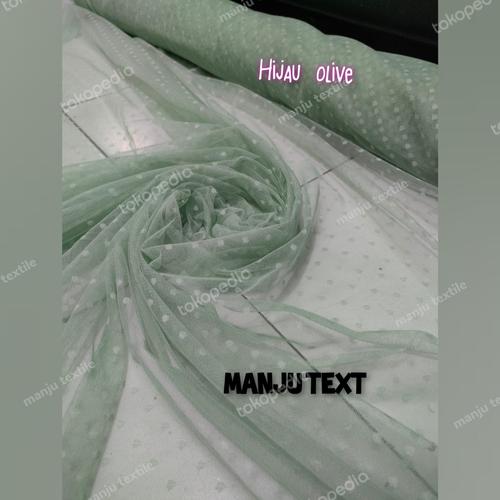 Jual kain Tile Dot / tile polkadot /bahan Tulle dot/dress,gaun,dll TERMURAH - hijau olive - Kab ...
