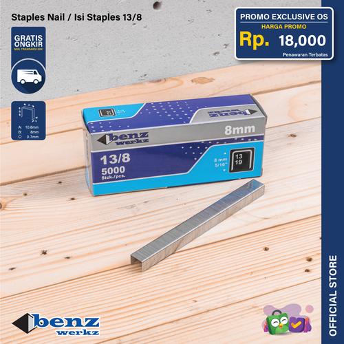 Jual Isi Staples Tembak R23 13/8 8 mm / Staples Nail 5000 Pcs Benz ...