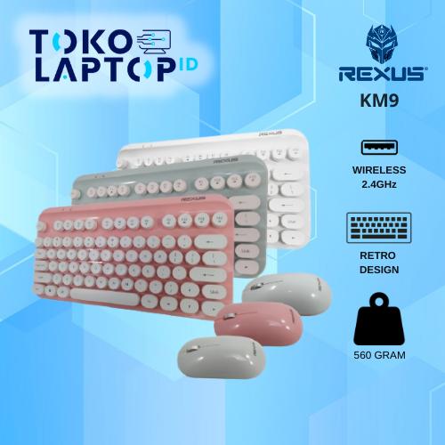 Promo Rexus KM9 Wireless Retro Keyboard And Mouse Combo - Blue Mint ...