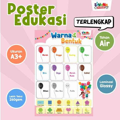 Jual POSTER EDUKASI ANAK PAUD TK MENGENAL WARNA DAN BENTUK - Kota ...