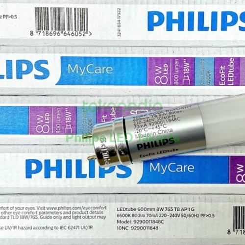 Jual Lampu Philips TL Neon Led Tube T8 Ecofit 8 Watt 600mm 6500K Putih - LAMPU + KAP - Jakarta ...