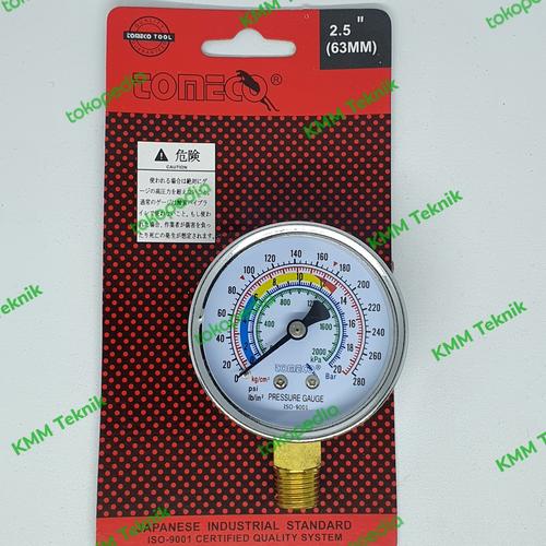 Jual TOMECO TAIWAN PRESSURE GAUGE 20 BAR MANOMETER 280 PSI 2.5" MANO ...