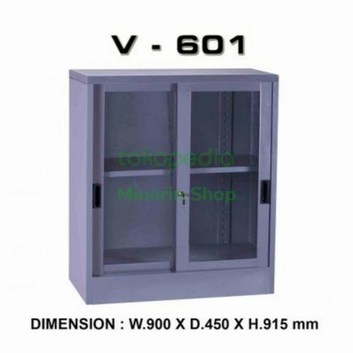 Jual Lemari Besi Filing Cabinet Sliding Kaca 1/2 Tinggi VIP V 601 ...