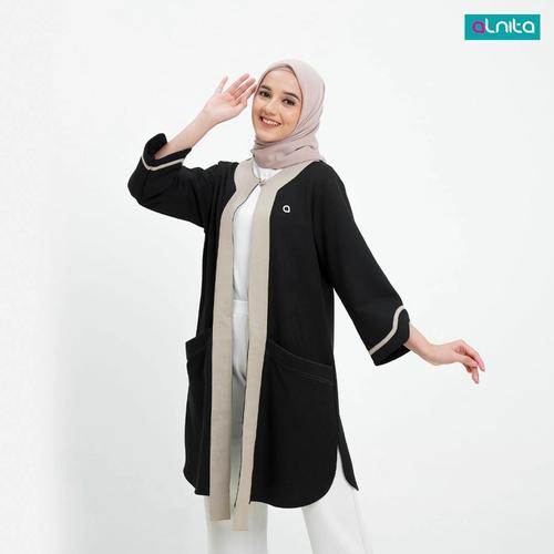 Jual Alnita Cardigan Ivy Warna Hitam Onyx Outer Muslim Premium Branded ...