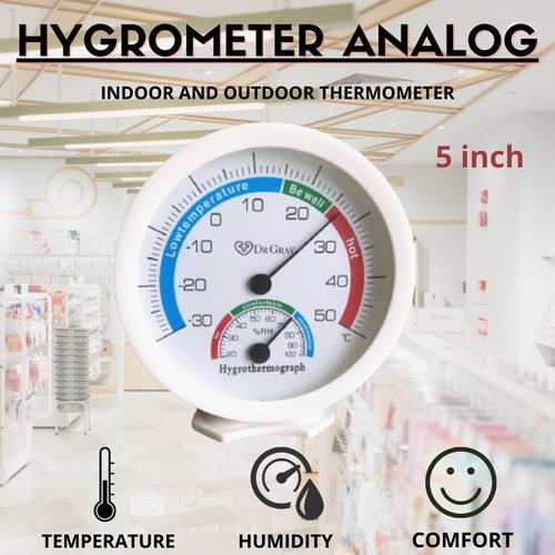 Jual Termometer Hygrometer Ruangan / Kulkas Chiller Analog 5 inch HG5 ...