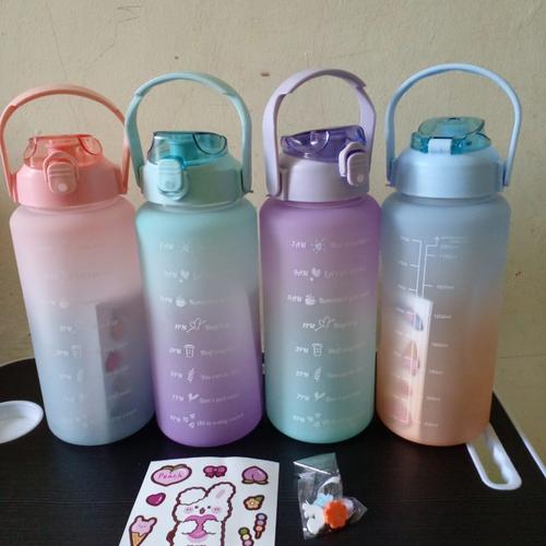 Jual botol minum viral motivasi 2l liter penanda / Botol viral 2 Liter ...