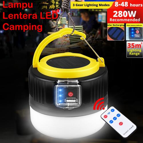Jual Lampu Camping Lentera Emergency Portable LED USB rechargeable Solar - Hitam - Jakarta Barat ...