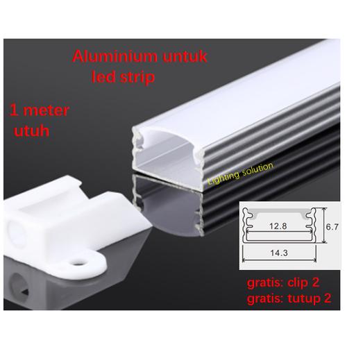 Jual dudukan led strip/led bar hard strip/rigid aluminium 1m U bahan ...