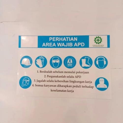 Jual stiker perhatian area wajib apd / sticker sign wajib apd k3 rambu ...