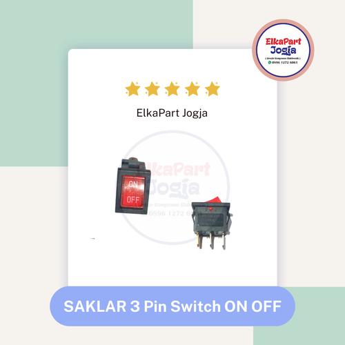 Jual SAKLAR Rocker Lampu merah Switch On Off 6A 250V AC 3 Pin Kaki ...