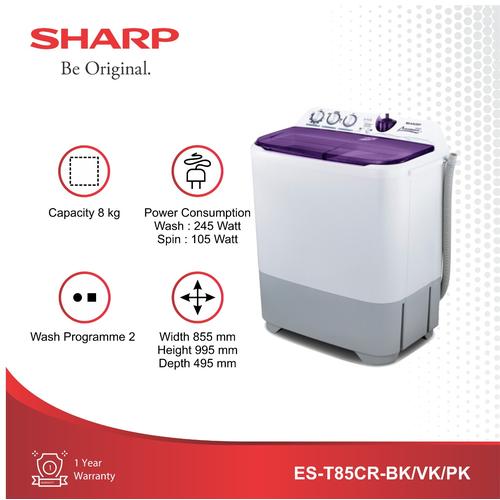 Jual SHARP | ES-T85CR-BK/VK/PK Mesin Cuci 2 Tabung 8 Kg - Kota Surabaya ...