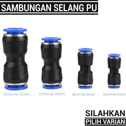 Jual Sambungan Selang PU - Fitting Selang model Slip lock 6mm 8mm 10mm 12mm - 6mm ke 6mm - Kota ...