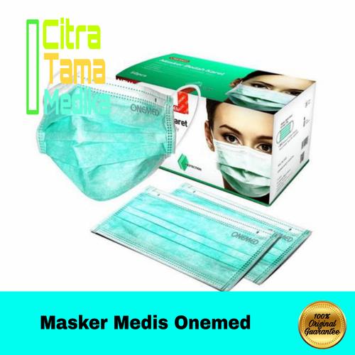 Jual Masker Medis Onemed 3 ply Earloop isi 50 / Masker Bedah Hijau One ...