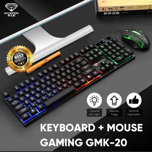 Jual Divipard Keyboard Mouse Gaming Combo Kabel USB 2.0 GMK-20 Anti Air ...