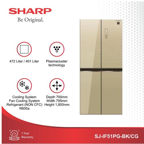 Promo SHARP | SJ-IF51PG-BK/CG Lemari Es Multi doors New Queen ...