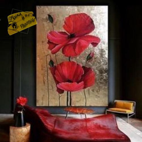 Jual lukisan bunga merah - 80 X 120 cm - 80 X 120 cm - Kab. Bandung ...