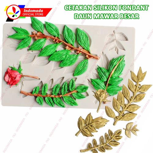 Jual Cetakan Fondant Silikon Bunga Mawar Daun Besar Rose Flower Leaves ...
