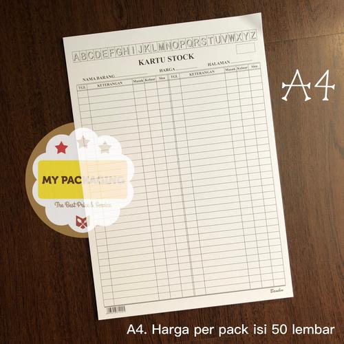 Jual Kartu Stock barang / Stock Card ukuran A4 [50 Sheets] - Kota ...