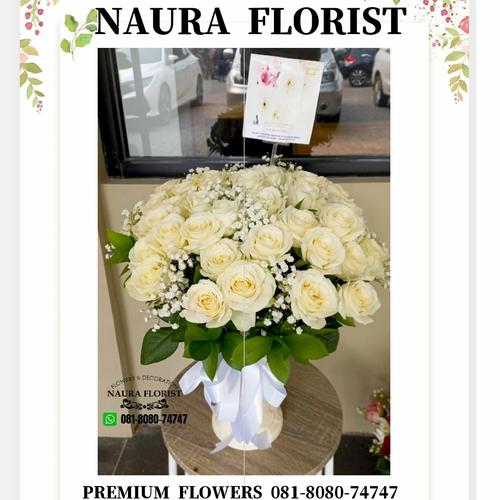 Jual bunga meja/mawar putih/rangkaian/ bucket /buket bunga asli / kado ...