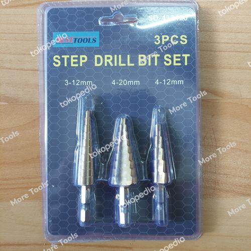 Jual Mata Bor Pagoda Spiral Set 3pc Mata Bor Multi Step 3-12mm ...