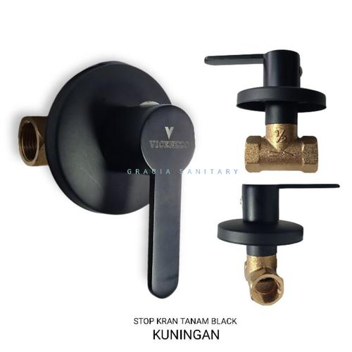 Jual Stop Kran Tanam Kuningan Minimalis Black 1/2 inch / Stop Kran ...