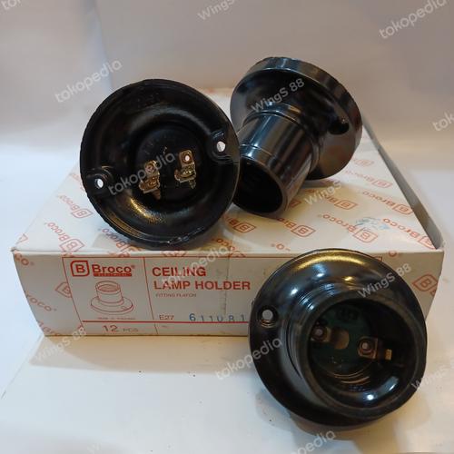 Jual piting lampu plafon broco e27/ fiting lampu hitam/piting plafon ...