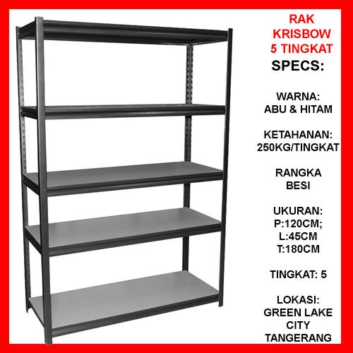 Jual RAK KRISBOW BEKAS 5 TINGKAT HITAM ABU 120X45X180 - Jakarta Barat ...