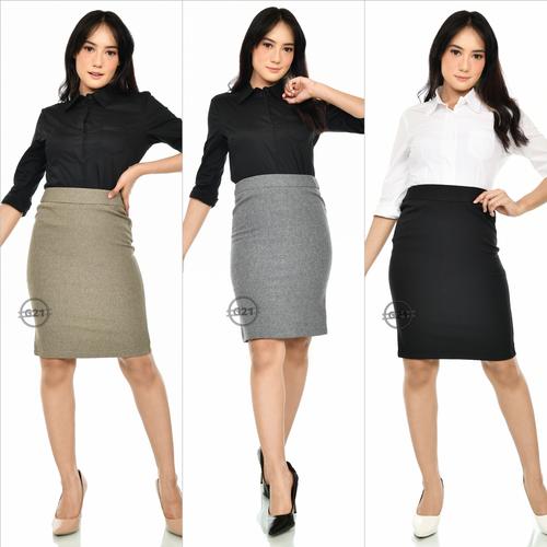 Jual Rok Kerja Kantor Pendek Span Pencil Hitam Wanita Bahan Formal ...