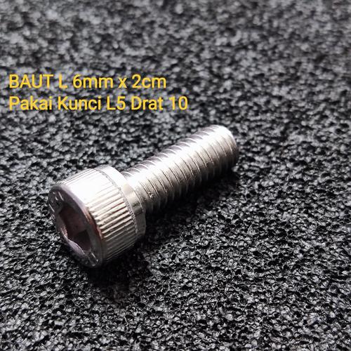 Jual Baut L 6mm x 2cm Pakai kunci L5 Drat 10 Untuk Rem Vbrake ...