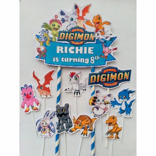 Jual TOPPER CAKE HIASAN KUE ULANG TAHUN GAMBAR DIGIMON BISA CUSTOM NAMA ...