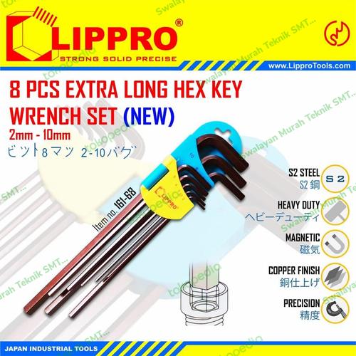 Jual LIPPRO 161-S8 KUNCI L SET 8PCS EKSTRA PANJANG EXTRA LONG HEX KEY ...