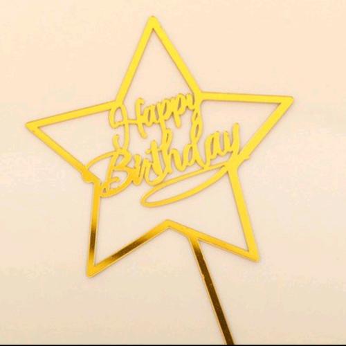 Jual Topper Happy Birthday Bintang Emas Akrilik, Topper Star Happy ...