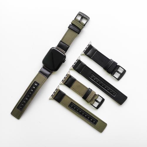 Promo Tali Strap Kanvas Nylon Kulit Apple Watch 1 2 3 4 5 6 7 38 40 42 ...