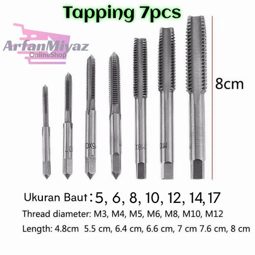Jual Mata bor pembuat ulir baut M3-M12 / Hand Tap Drill set 7 pcs - Kab. Bandung - Arfanmiyaz ...