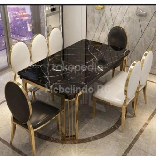 Jual rangka meja makan stainless gold/kaki meja stainless gold/meja ...