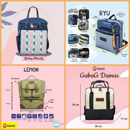Promo Gabag Ransel Diaper Cooler Bag Free Ice Gel Lemon Mandy Ryu Damar ...