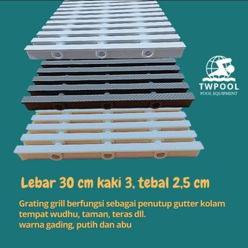 Jual Grating grill kolam renang 30 cm ukuran 1 meter lari - Putih ...