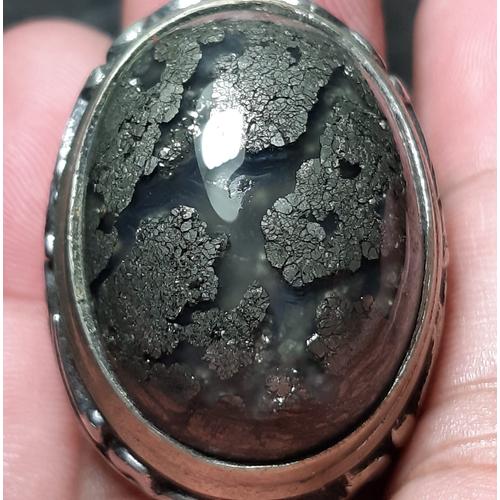 Jual Cincin Batu Akik Natural Kristal Motif Gambar Perak Besi Antik ...