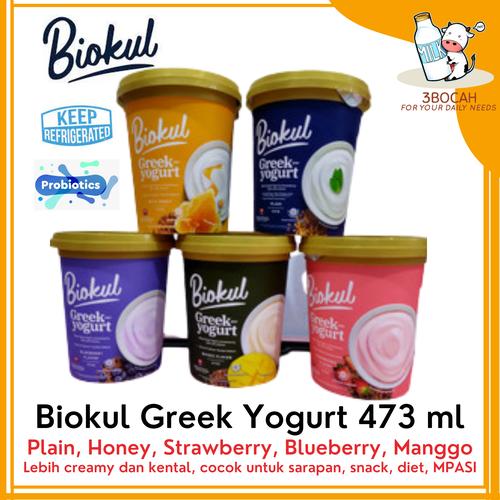 Jual Biokul Greek Yogurt 473 ml Plain Strawberry Blueberry Honey ...