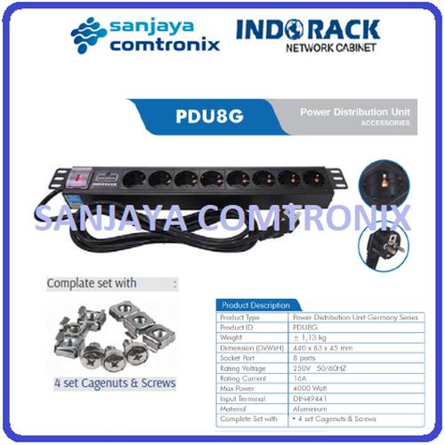 Jual INDORACK PDU8G Power Distribution Unit 8Outlets Sockets Germany ...