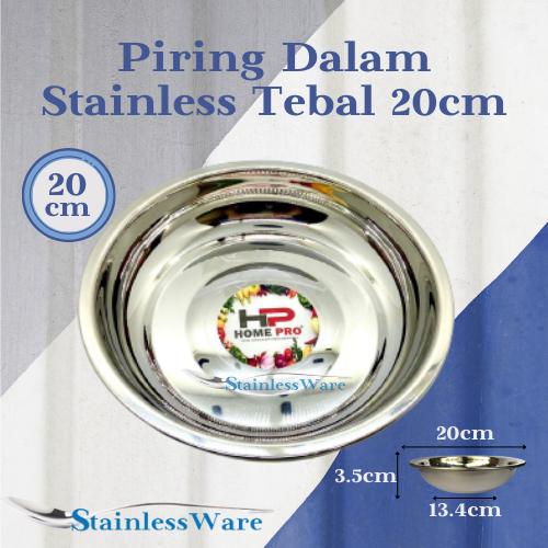 Promo Piring Dalam Stainless Tebal 20cm /Piring Sayur 20cm /Piring Saji ...