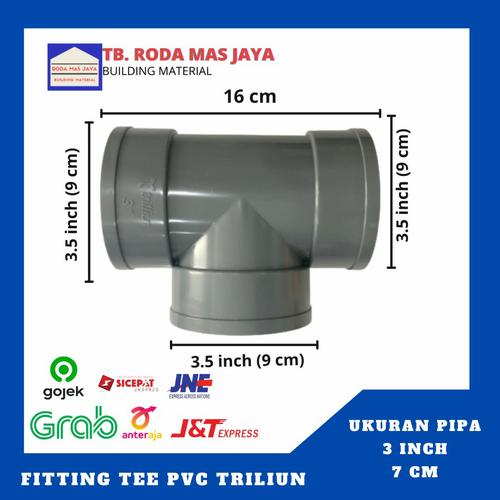 Jual Sambungan Pipa Te/Tee Fitting Pipa PVC Trilliun 3 Inch - Kota ...